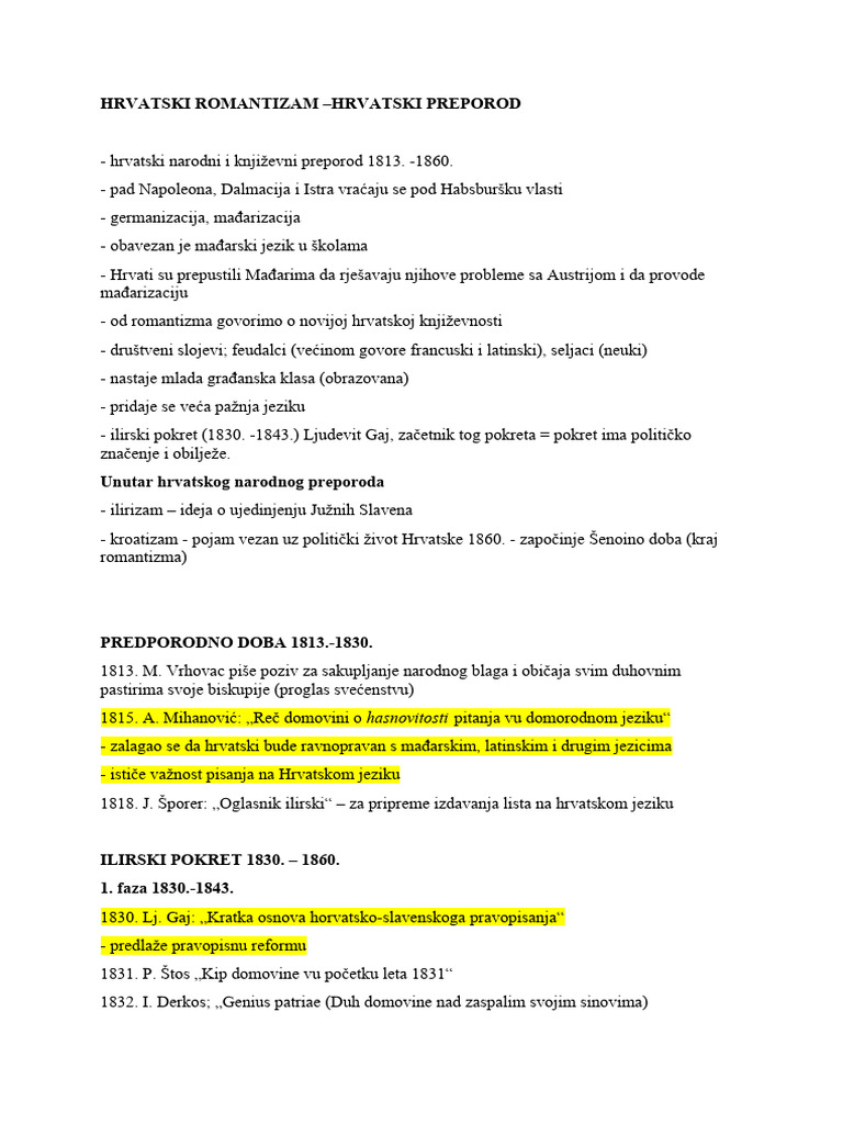 Hrvatski Romantizam | PDF