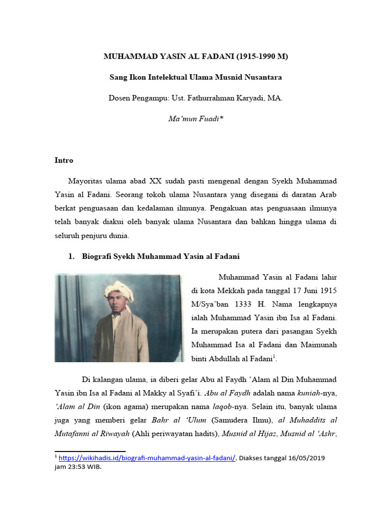 Muhammad Yasin Al Fadani | PDF