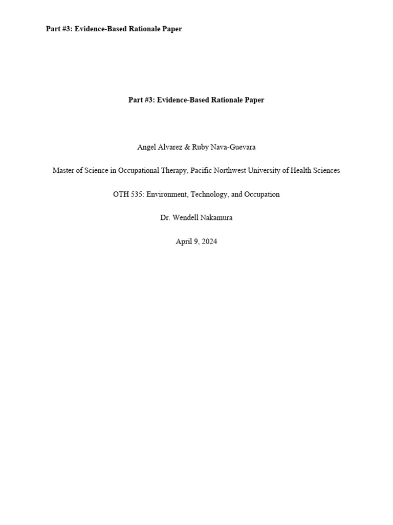 Alvarez Nava-Guevar Part 3 Evidence-Based Rationale Paper | PDF ...