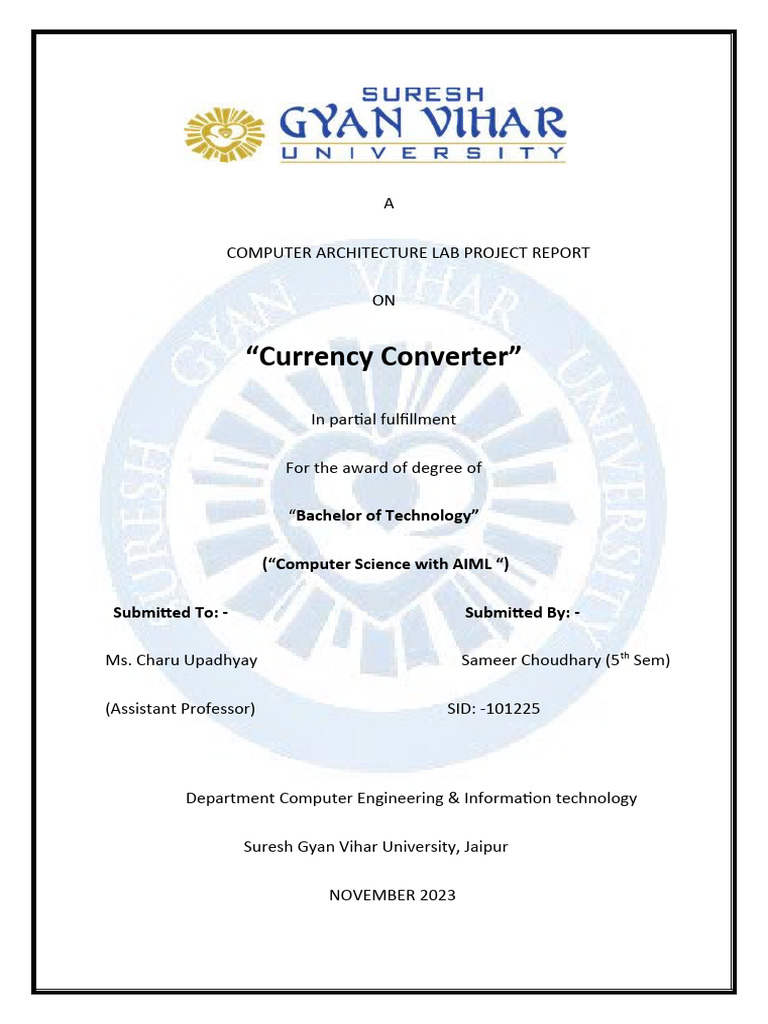 REPORT On CURRENCY CONVERTER | PDF | Software Testing | Html
