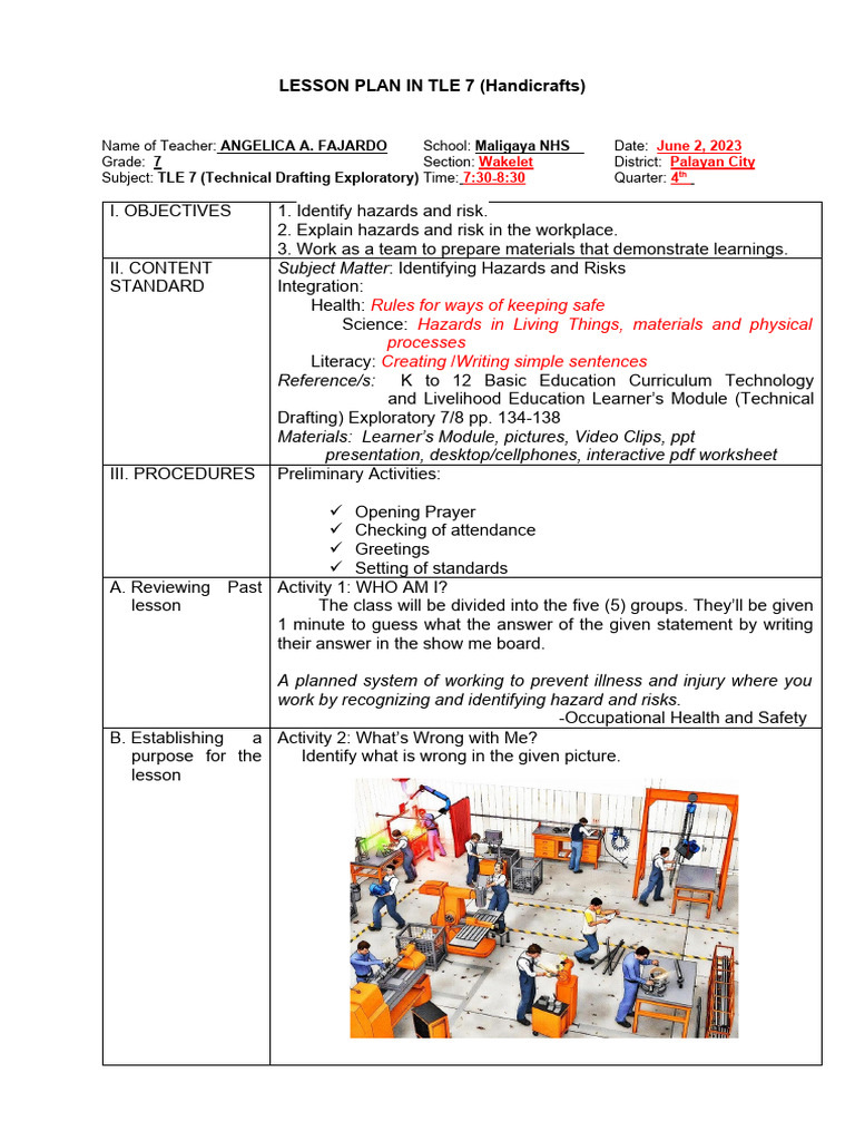 LESSON PLAN For CO 2 Technical Darfting | PDF | Risk | Lesson Plan