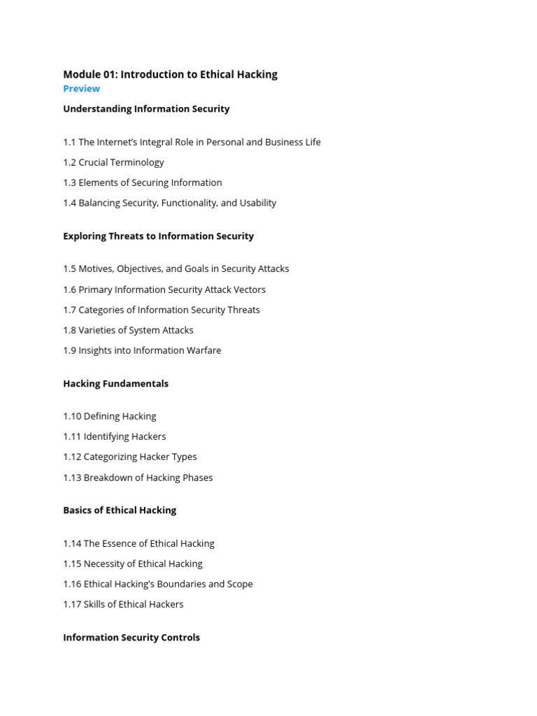 CEH Training Outlines | Download Free PDF | Security | Computer Security