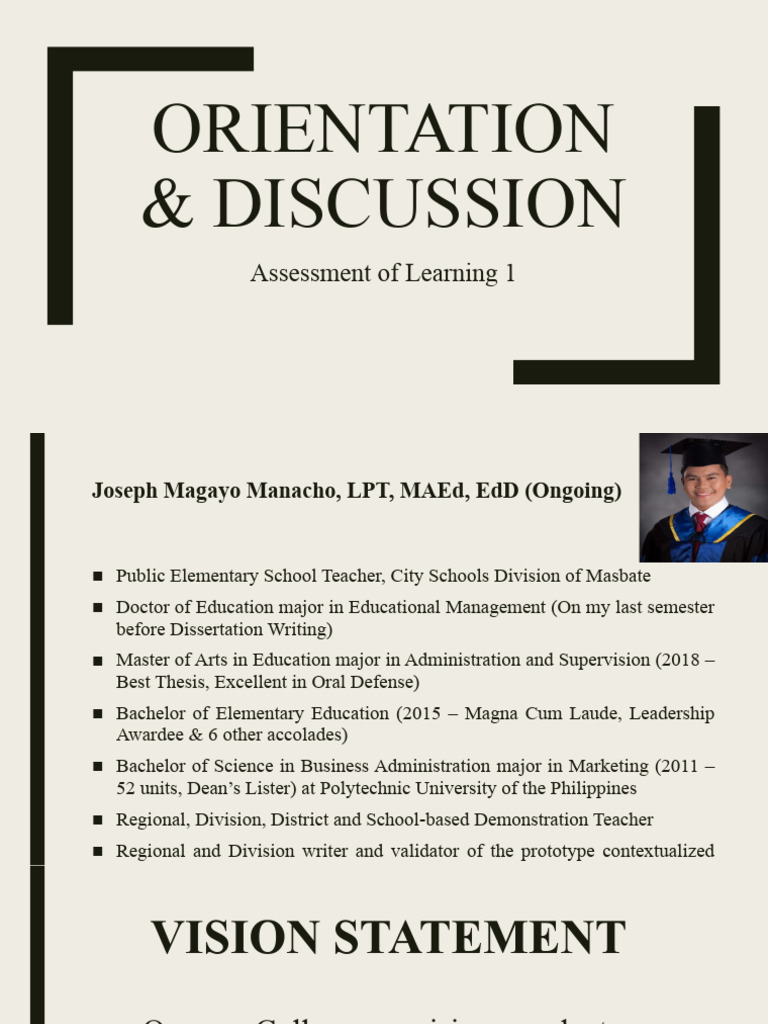 Orientation | PDF | Educational Assessment | Learning