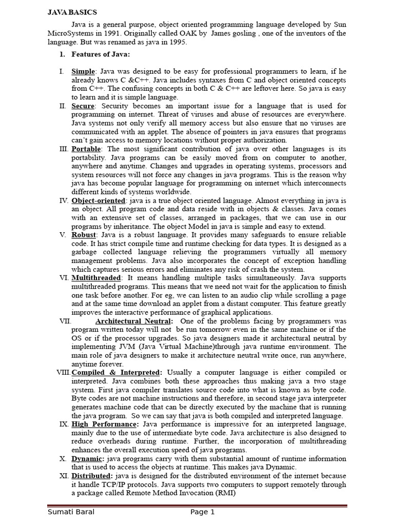 Bca Final Java Notes | Download Free PDF | Java (Programming Language ...