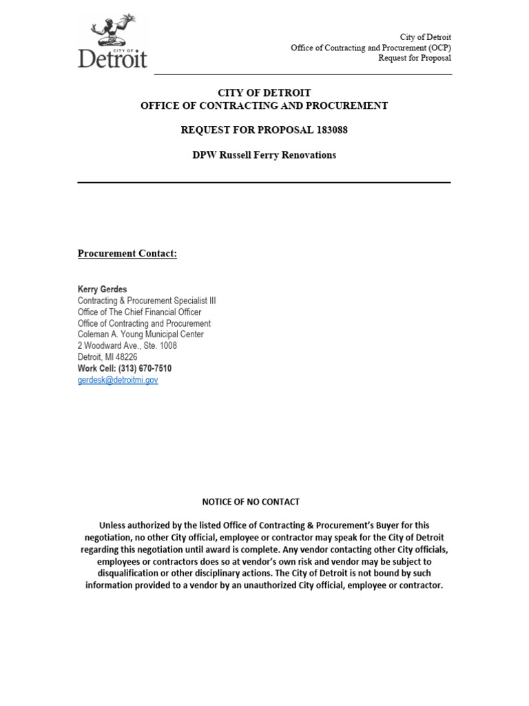 DPW Russell Ferry Renovations | PDF | Request For Proposal