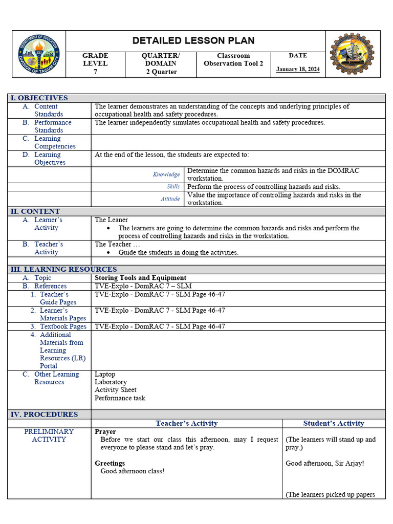 Lesson Plan | PDF | Learning | Risk