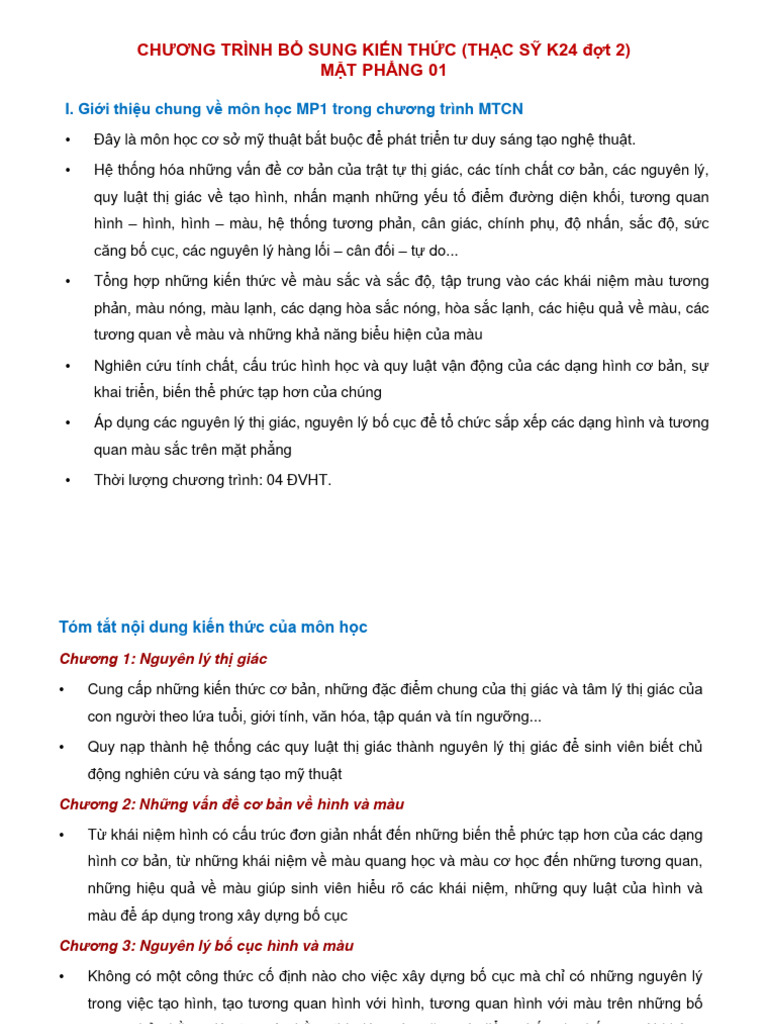 Chương Trình BSKT MP1 K24 Đ T 2 | PDF