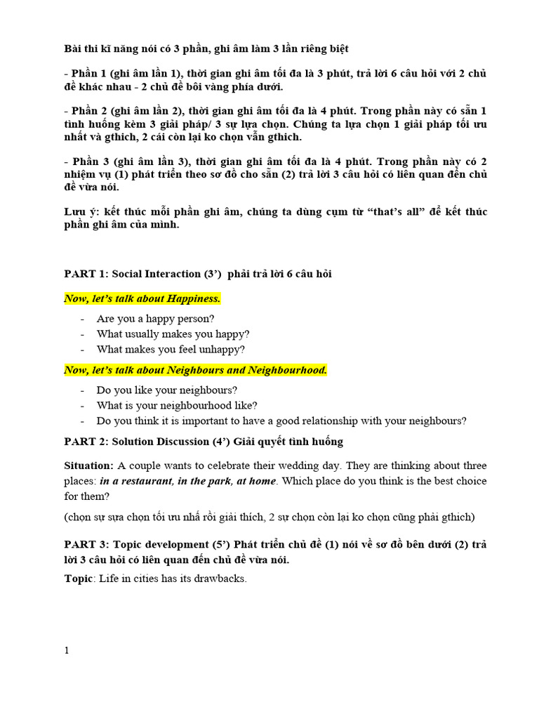 Speaking 1 - 16.10 - MTCN | PDF