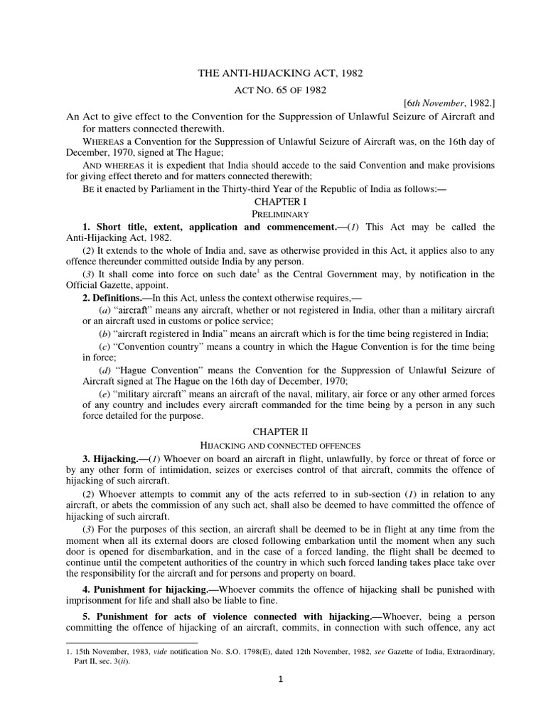 9. The Anti Hijacking Act 1982 (65 of 1982) | PDF | Bail | Criminal ...