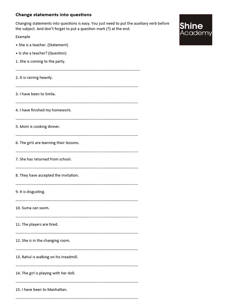 Change Statements Into Questions | PDF