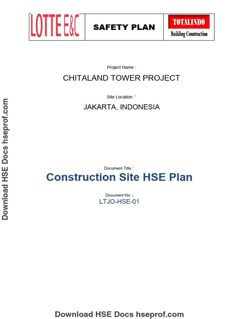 Construction HSE Plan | PDF | Traffic | Safety