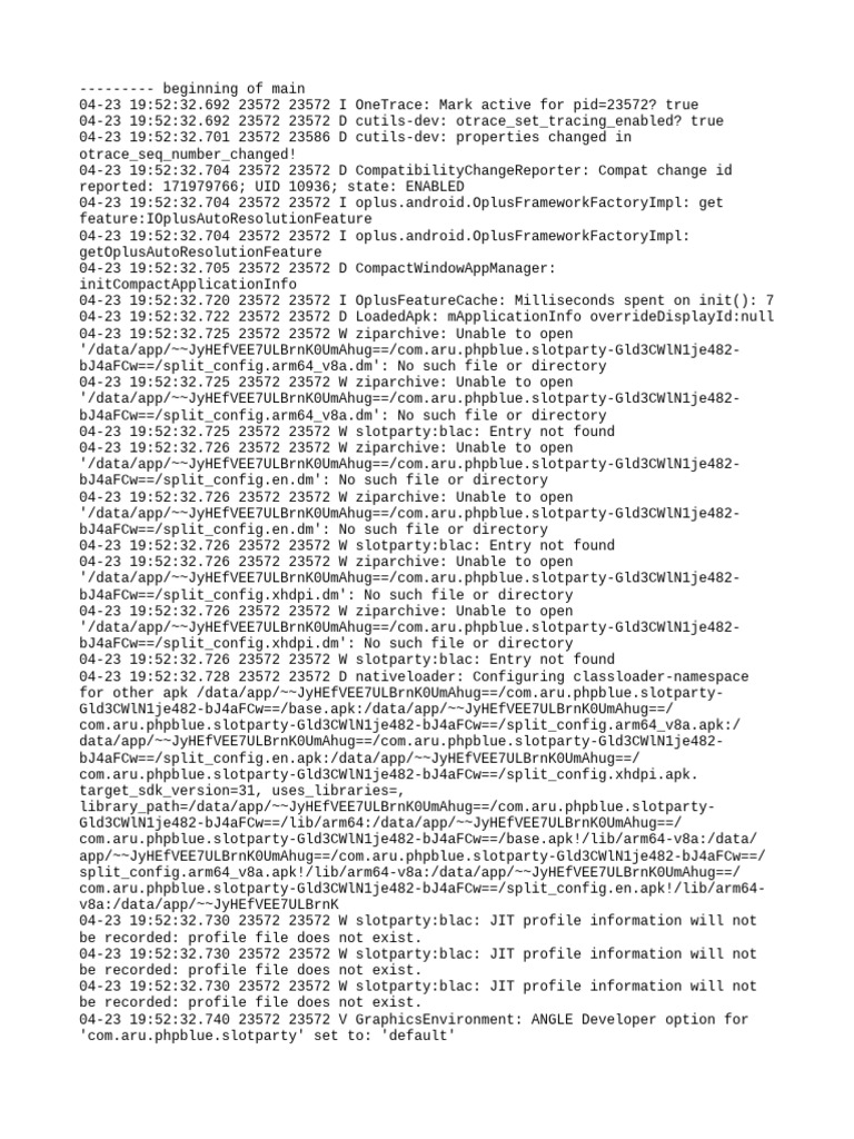 Com - Aru.phpblue - Slotparty Logcat | PDF | Java (Programming Language) | Android (Operating ...