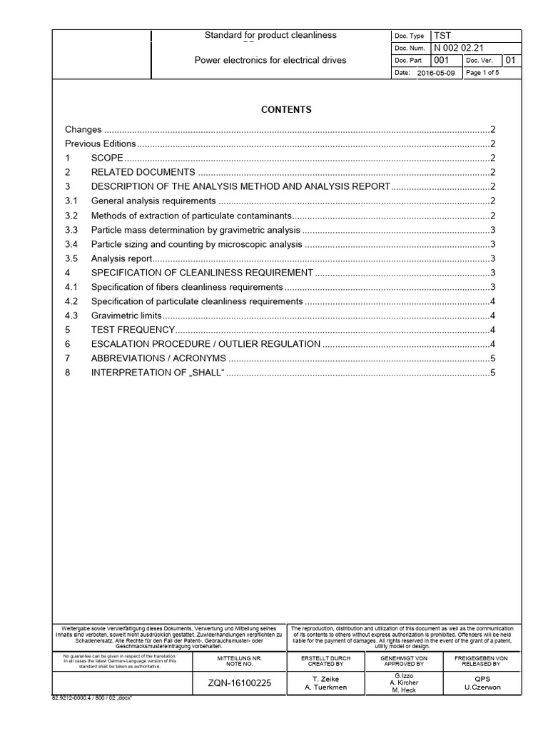 TST N 002 02.21 001 (01) Product Cleanliness Power Electronics | PDF ...