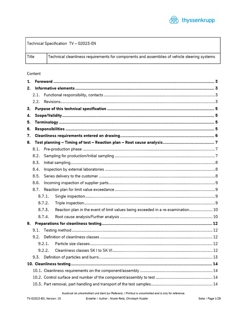 TV-02023-EN - V15-Technical Cleanliness Requirements - 2023-03-06 | PDF ...