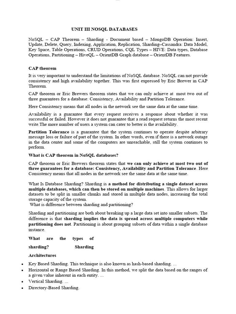 Unit - III | Download Free PDF | No Sql | Relational Database