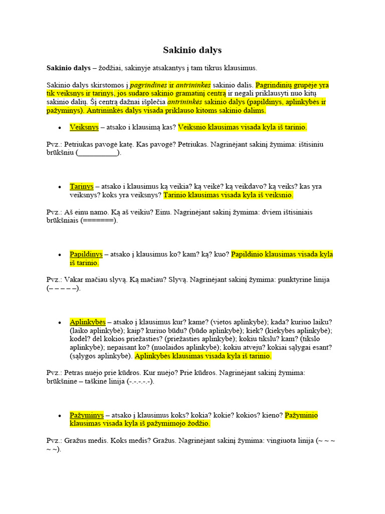 Sakinio Dalys (Teorija) | PDF