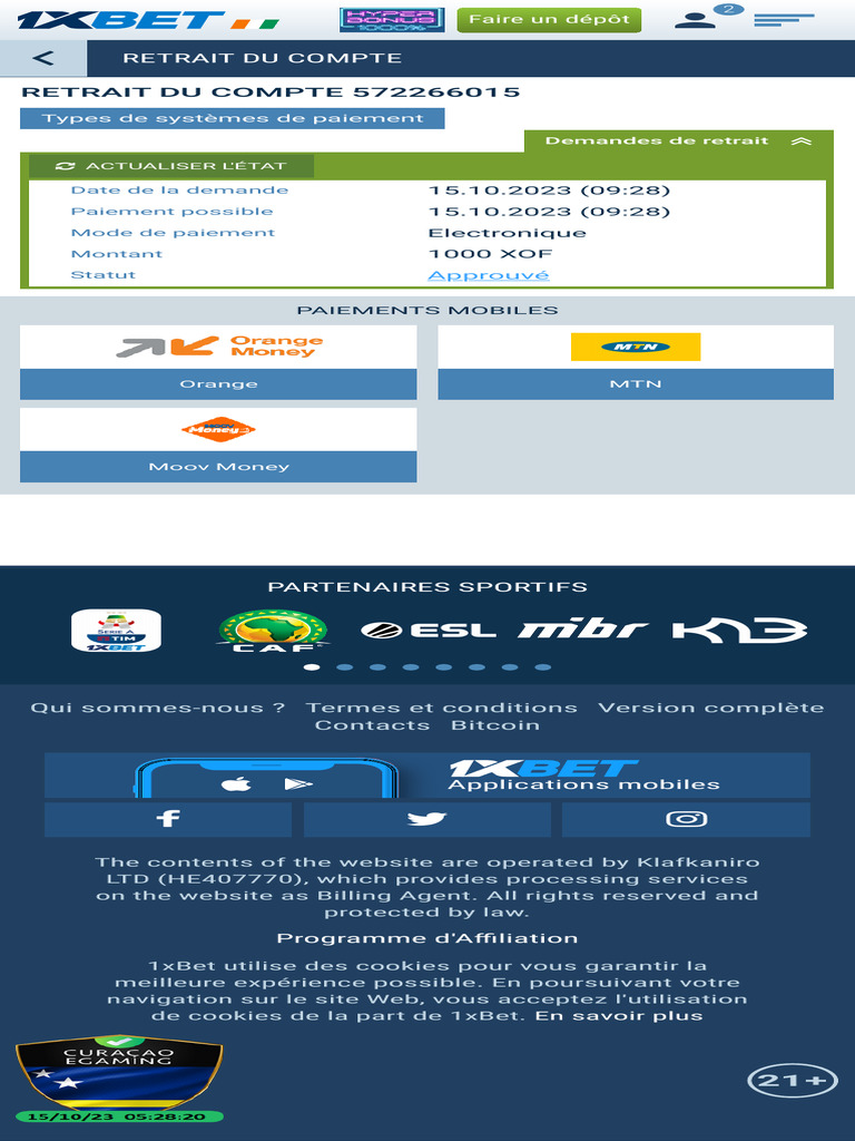 Retrait sur 1xbet : Guide et délais | PDF | Finance et gestion monétaire