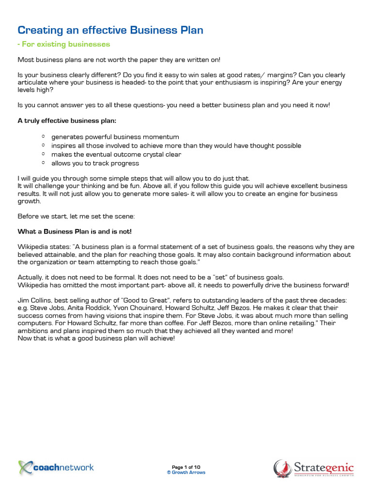 Creating An Effective Business Plan | PDF | Marketing | Business