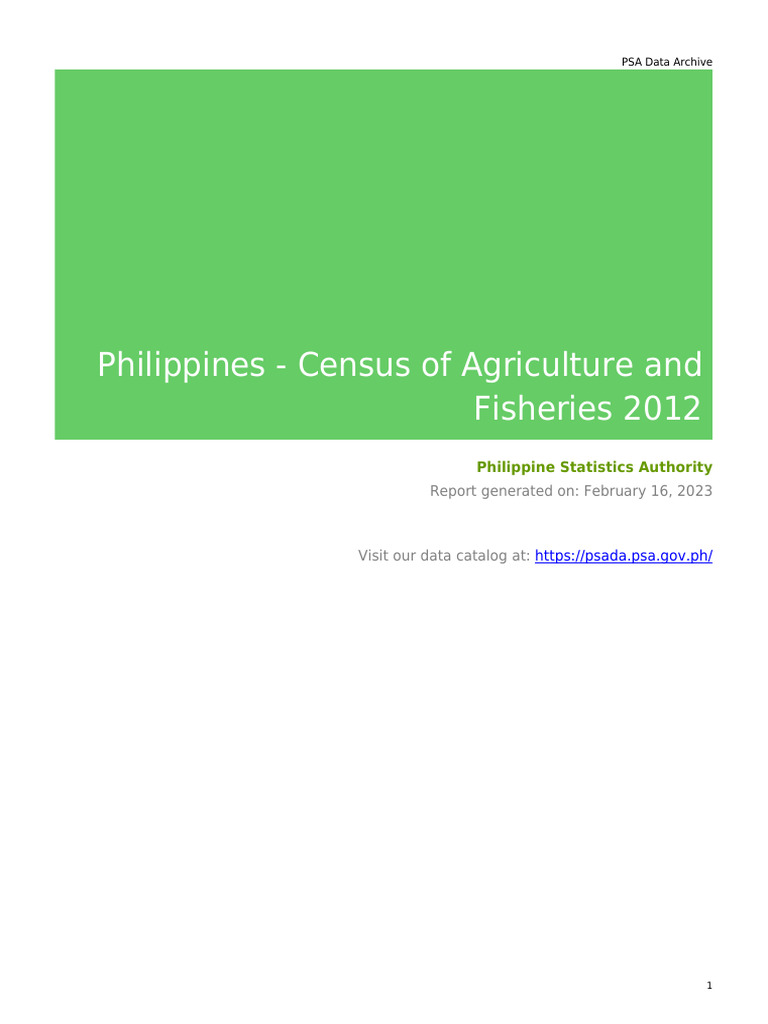 2012 PH Agriculture & Fisheries Census | PDF | Census