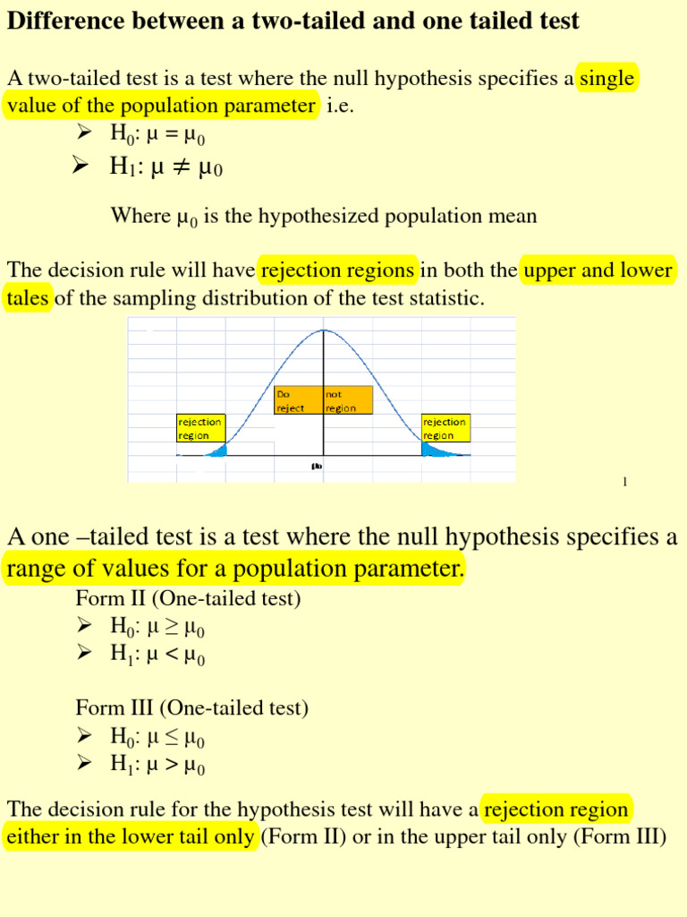 One-Tailed vs Two-Tailed Tests Explained | PDF | Student's T Test ...