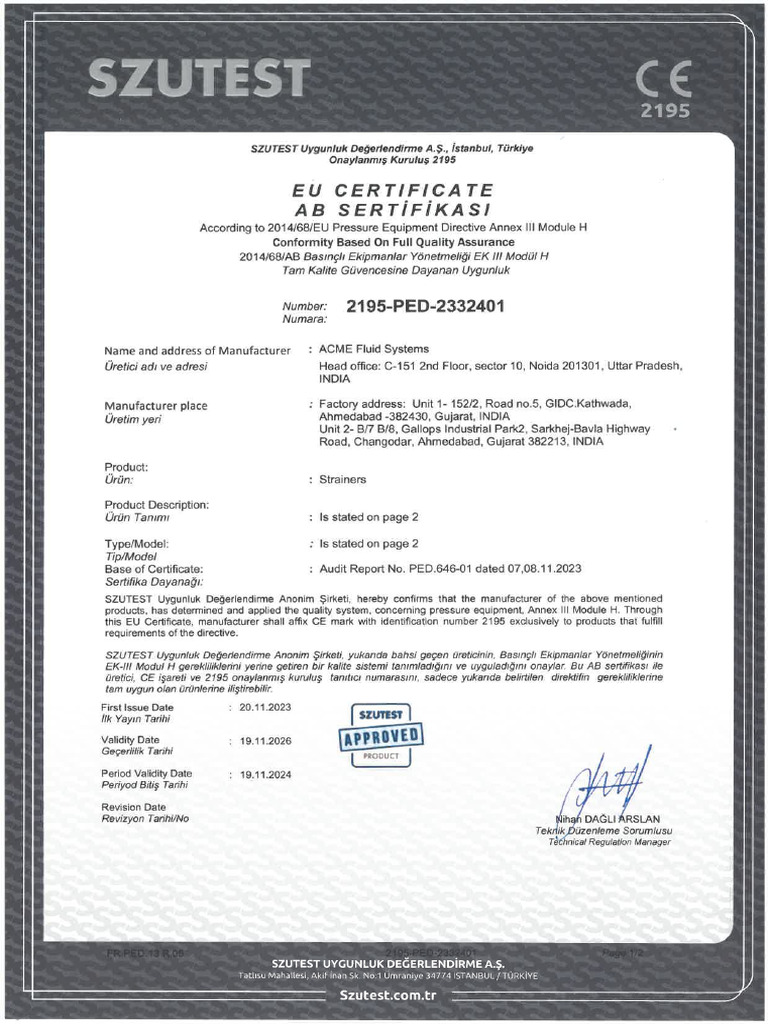 AFS - CE CErtificate | PDF