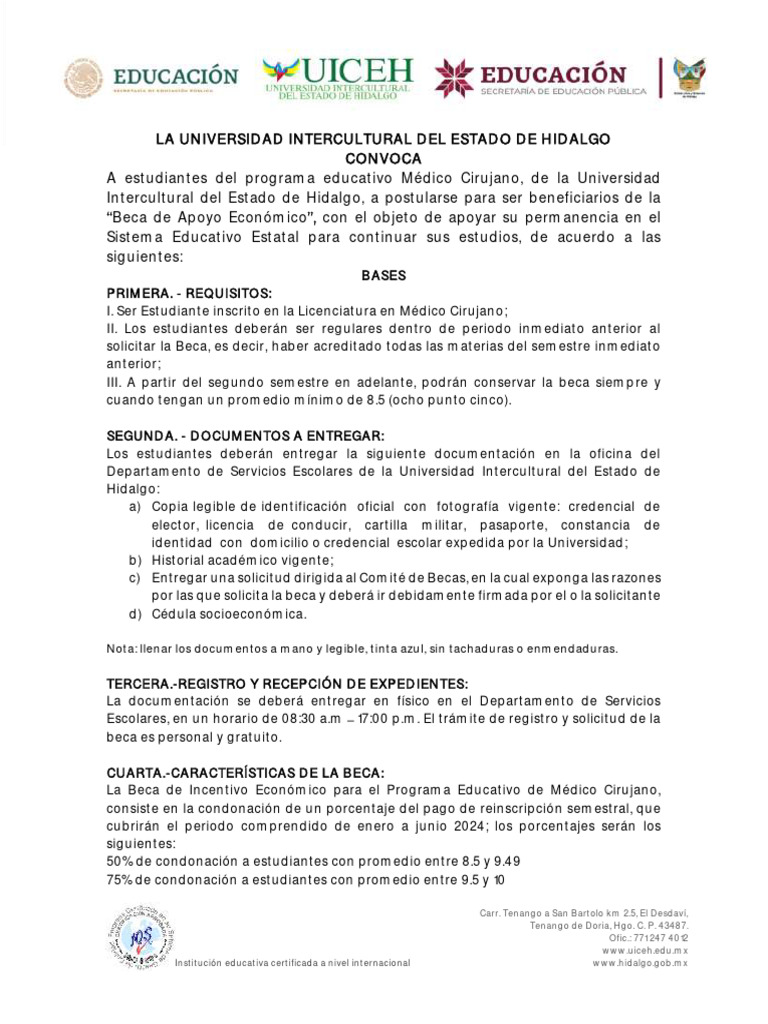 Bases Beca Apoyo Economico MC | PDF