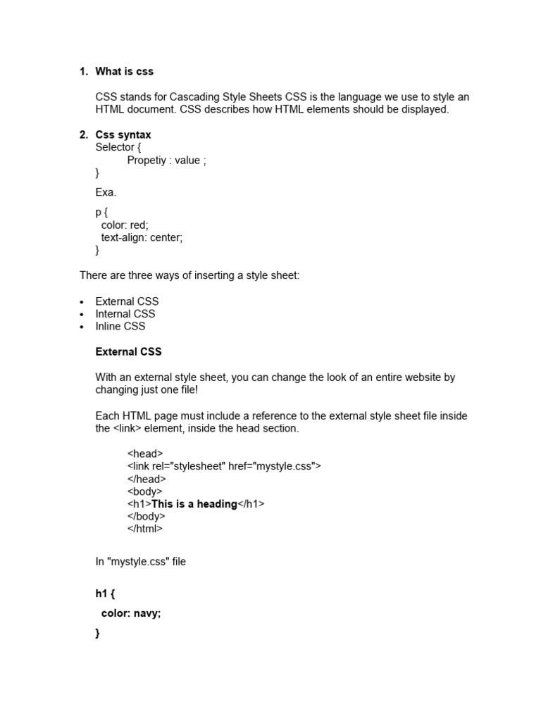 Css Notes Pdf Html Typefaces
