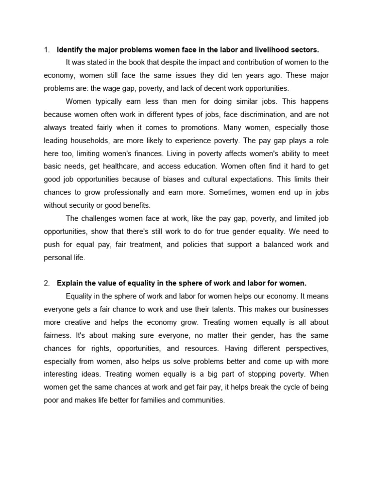 Women's Labor Challenges & Equality | PDF | Social Science
