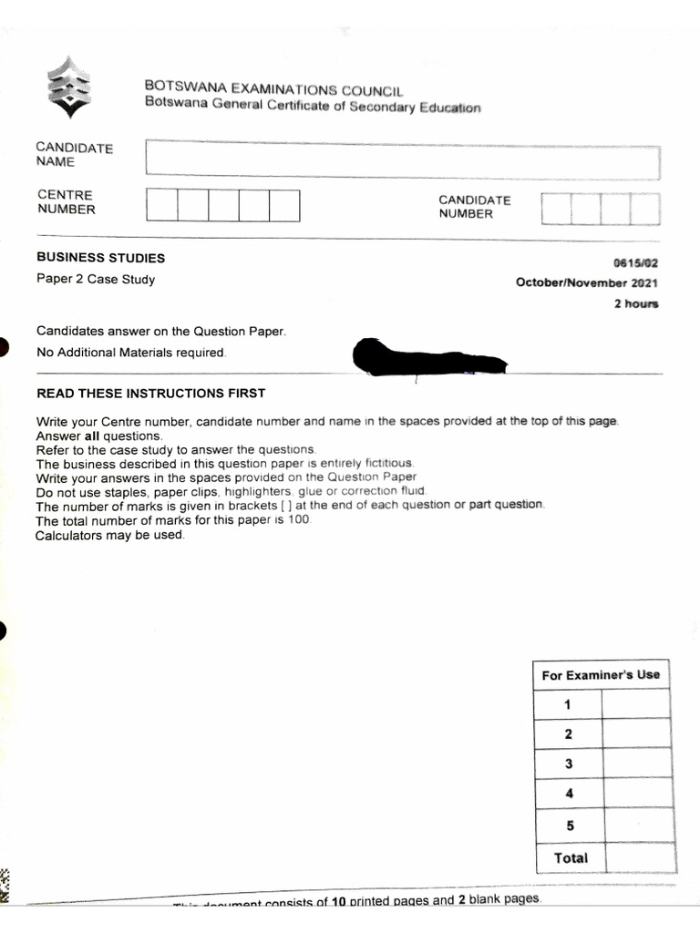 Business Studies Paper 2 2021 | PDF