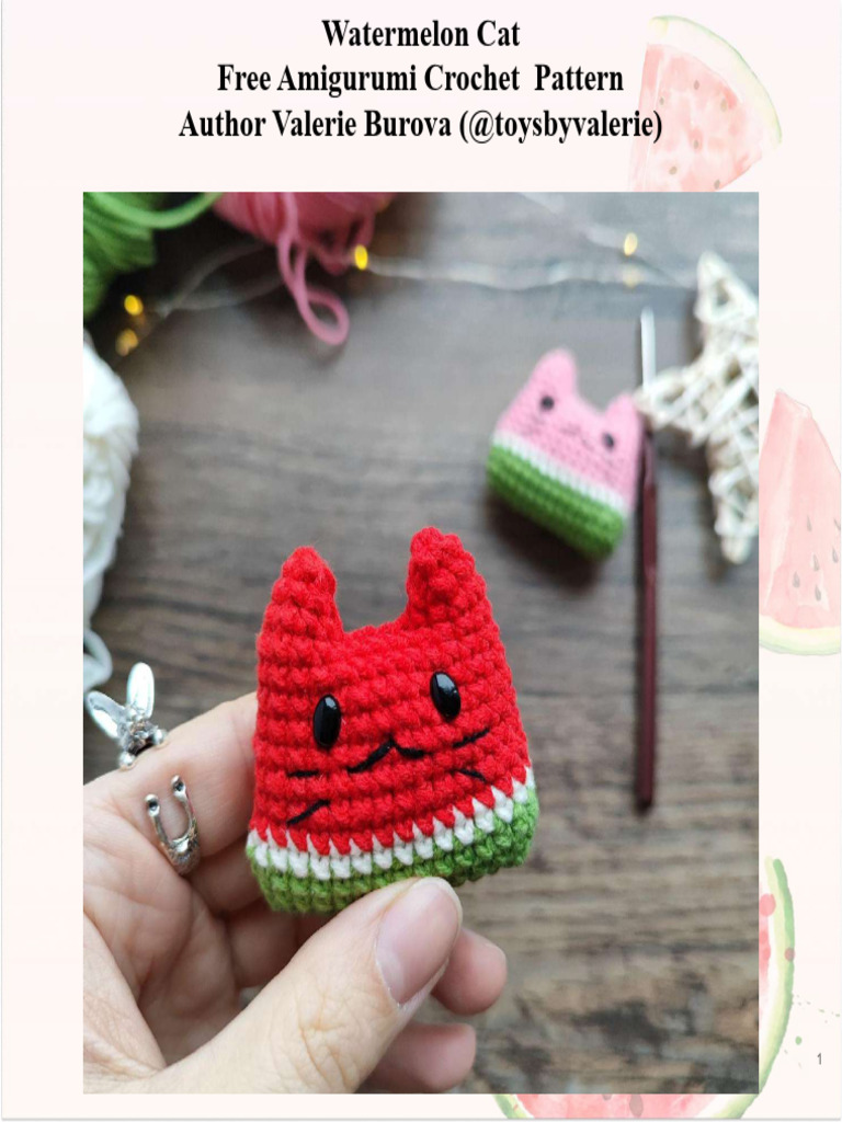 Valerie Watermelon Cat Ing | PDF | Crochet | Yarn