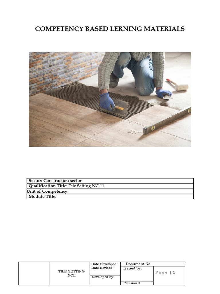 Tile Setting NC II Learning Materials | PDF | International System Of ...