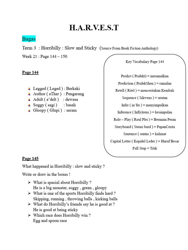 English Part 1 (Term 3) Bagas | PDF