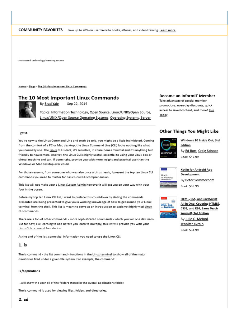 The 10 Most Important Linux Commands Informit Pdf Computer File Command Line Interface 4135