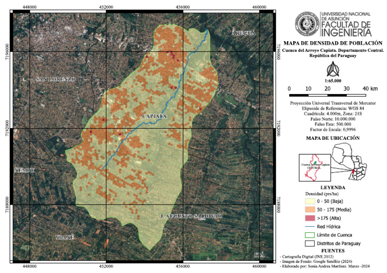Mapa de Densidad Poblacional de La Cuencia Del Arroyo Capiata | PDF