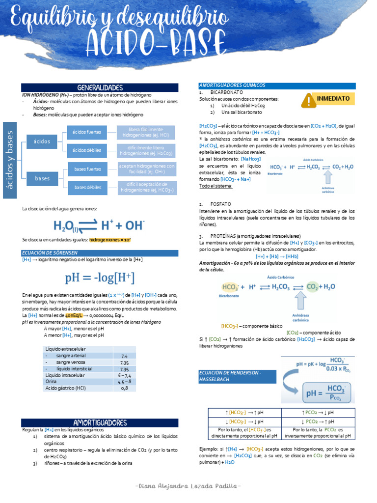 Equilibrio y desequilibrio ácido base | PDF | Ácido | Ph