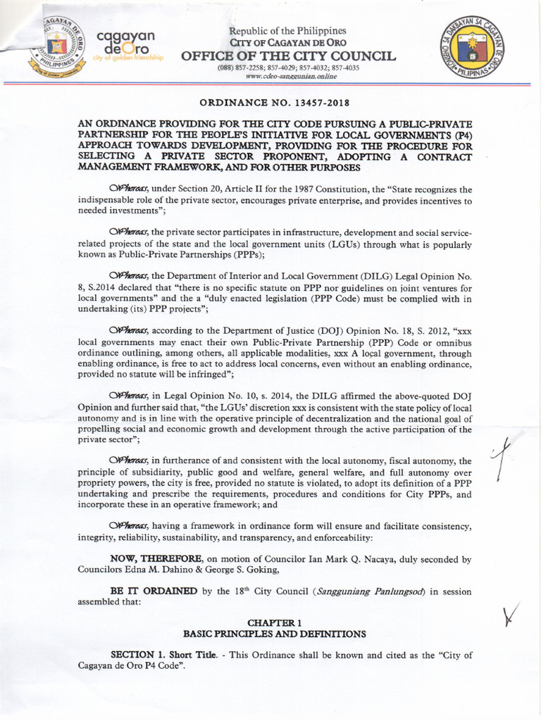 13457-2018 Ordinance City PPP CODE | PDF