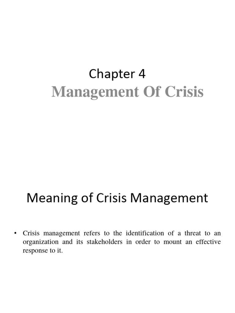 Chapter 4 Management of Crisis | Download Free PDF | Crisis Management