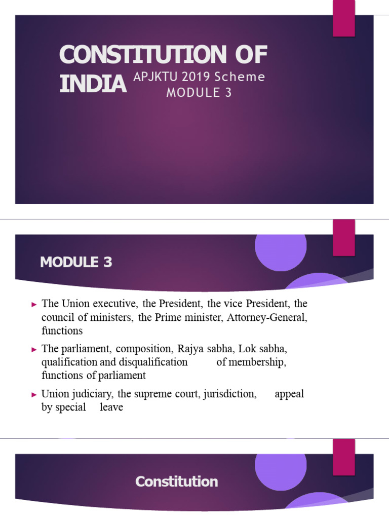 COI Module 3 | PDF | Government Of India | Governance