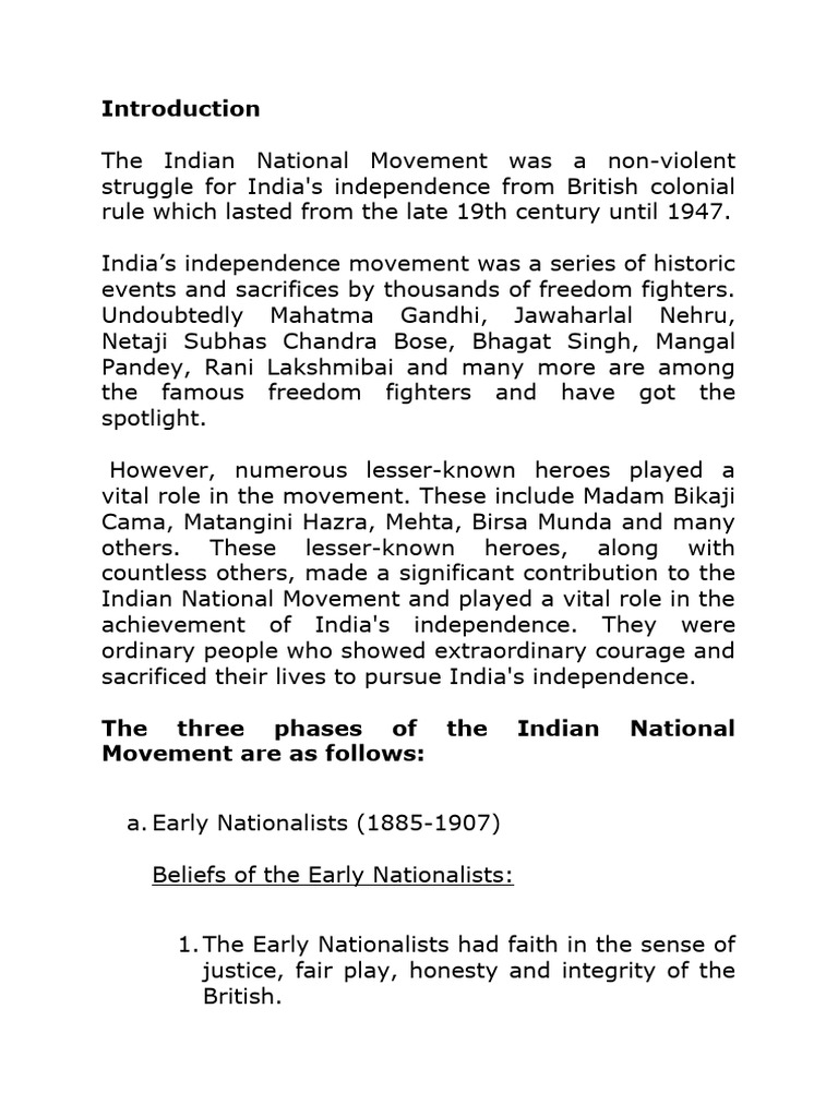 Indian National Movement | PDF | Mahatma Gandhi | Indian Independence ...