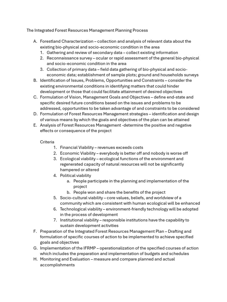 The Integrated Forest Resources Management Planning Process | PDF | Conservation Biology | Ecology