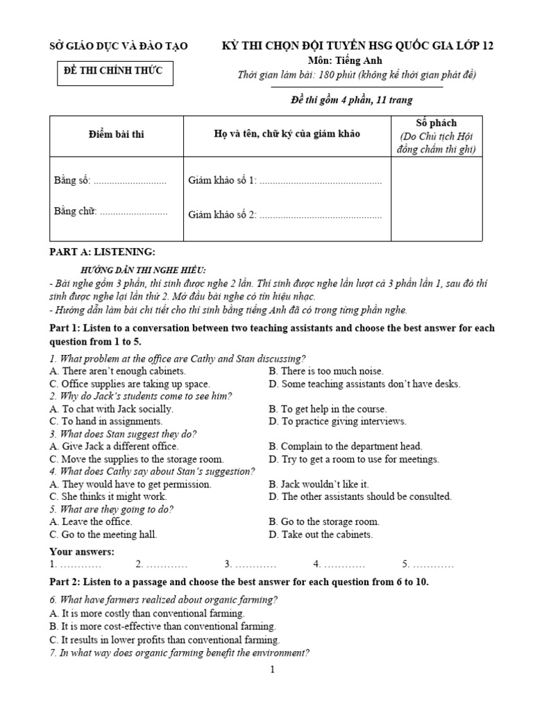 De Chon Doi Tuyen HSG QG | PDF | Glacier | Valley