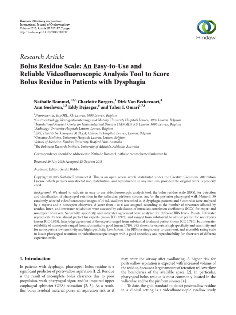 Rommel Et Al (2015) Bolus Residue Scale - An Easy-To-use & Reliable ... Rommel Et Al (2015) Bolus Residue Scale - An Easy-To-use & Reliable ...