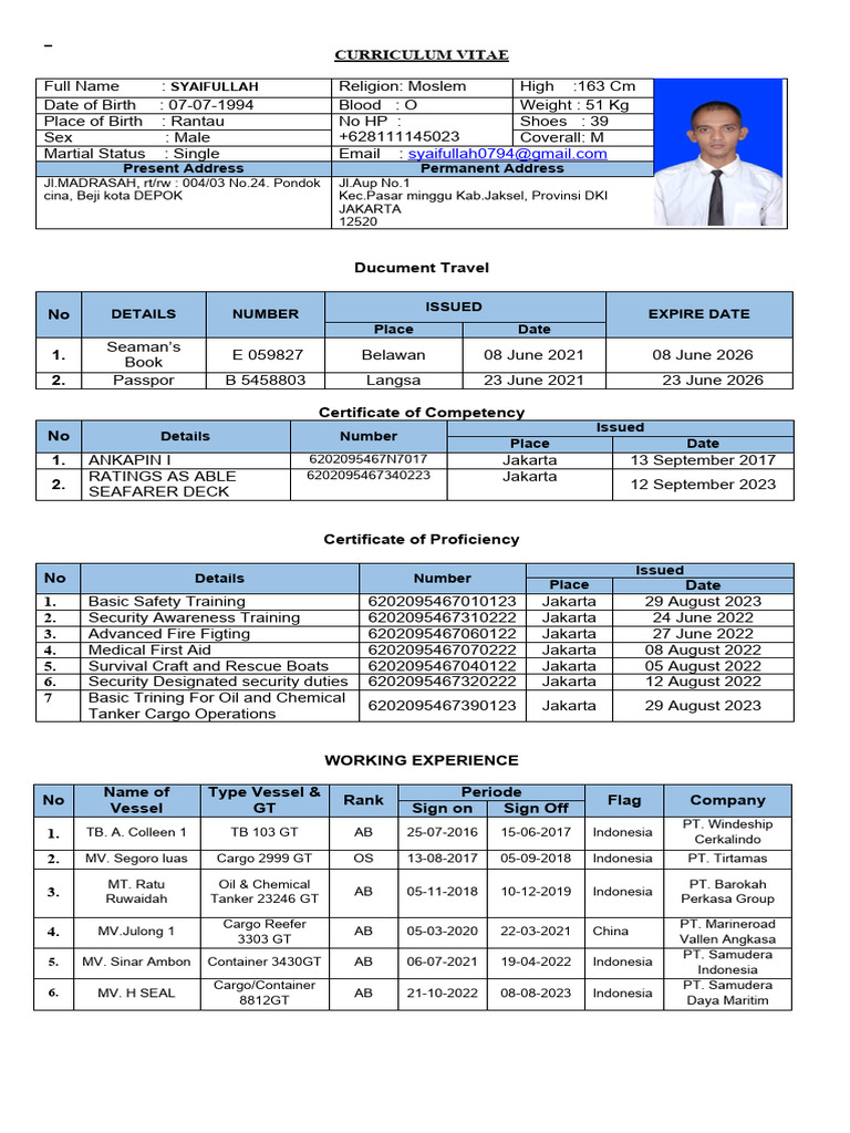 CURRICULUM_VITAE_AB[1] | PDF | Jakarta | Water Transport