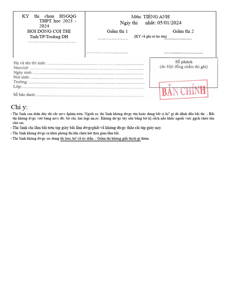 De Thi 1-2024 | PDF | Memory | Recall (Memory)