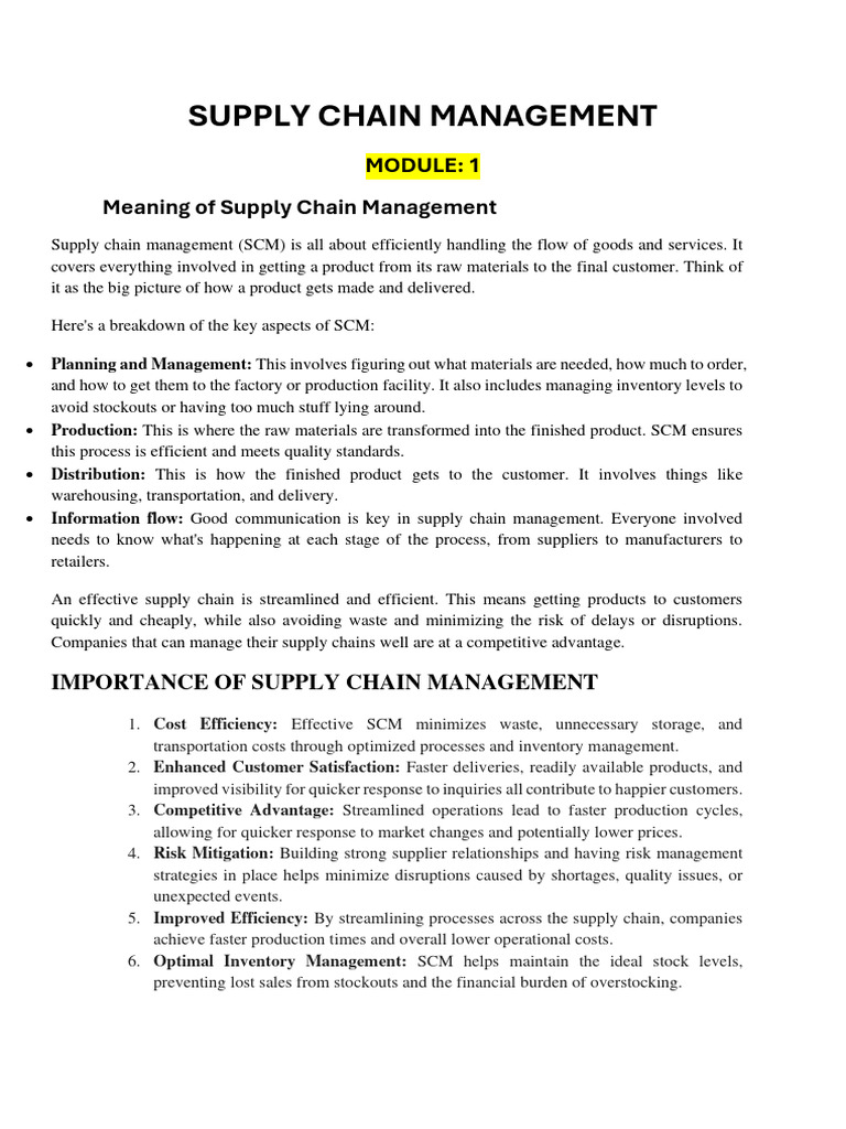 Supply Chain Management Overview | PDF | Supply Chain Management ...