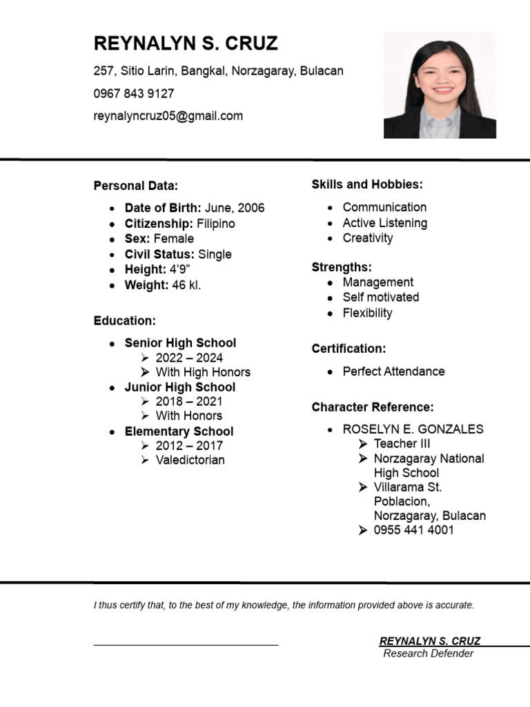 Profiles of Students from Matictic, Bulacan | PDF | Behavior ...