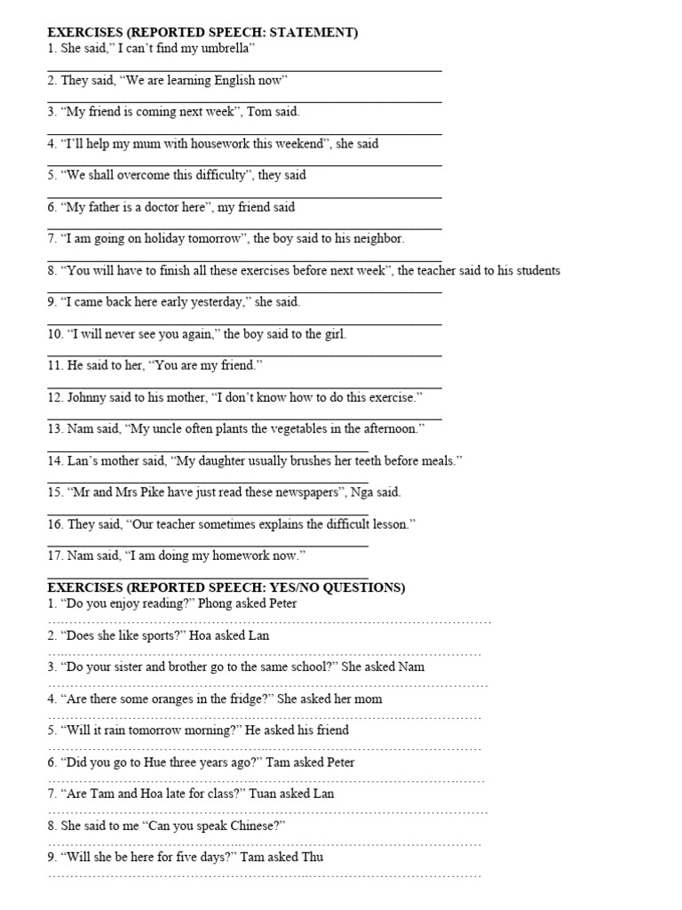 Reported Speech 3 | PDF