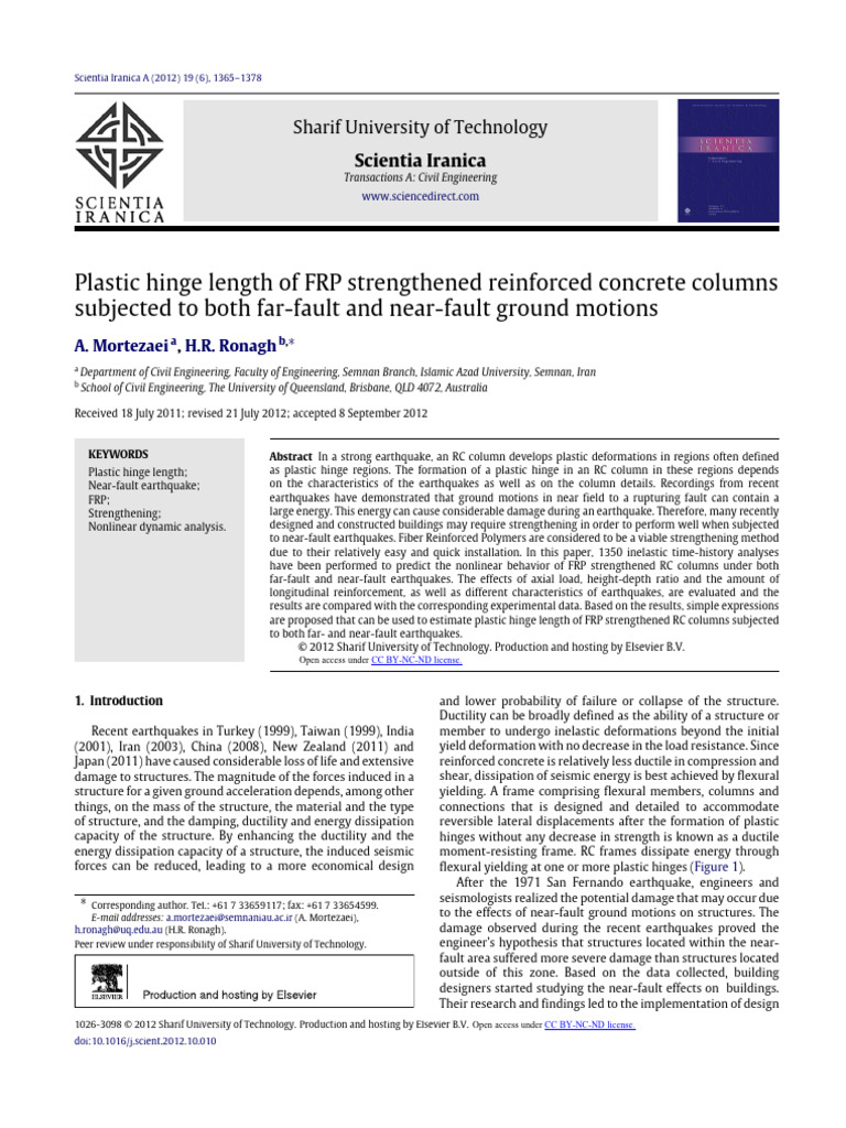 Plastic Hinge Length of FRP Strengthened Reinforced Concrete Columns ...