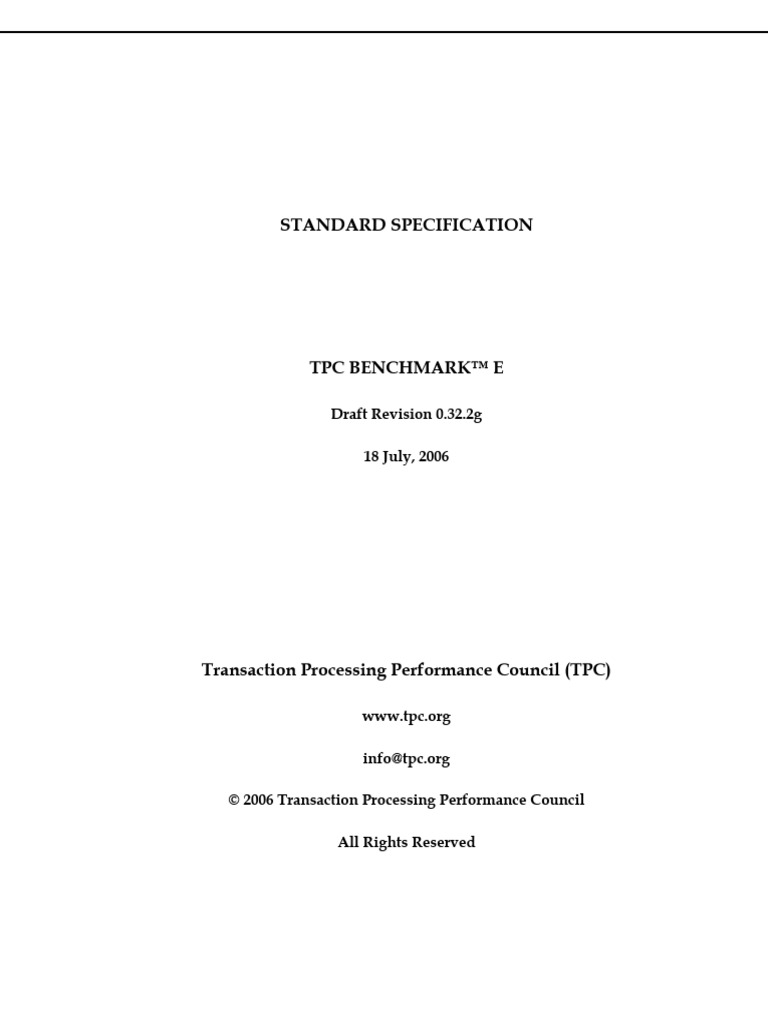 TPC BENCHMARK Standard Specification | Download Free PDF | Database Transaction | Databases