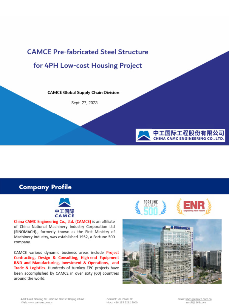 Prefab Steel Structure Technology For Low Cost Housing - CAMCE 2023.9. ...